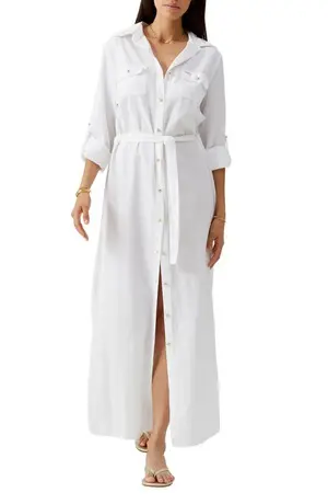 Melissa Odabash Darcy Button-up Cover-up Dress - White