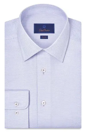 David Donahue Trim Fit Microcheck Cotton Dobby Dress Shirt - Lilac