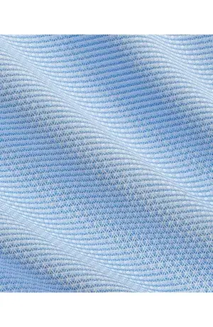 David Donahue Trim Fit Microcheck Cotton Dobby Dress Shirt - Blue
