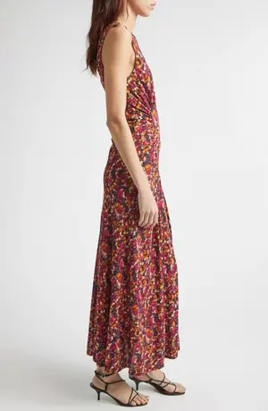 Ulla Johnson Lana Floral Print Ruched Maxi Dress - Viola