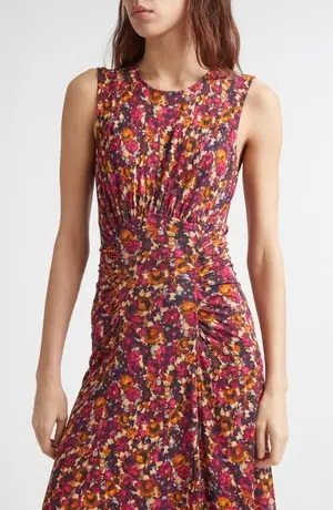 Ulla Johnson Lana Floral Print Ruched Maxi Dress - Viola