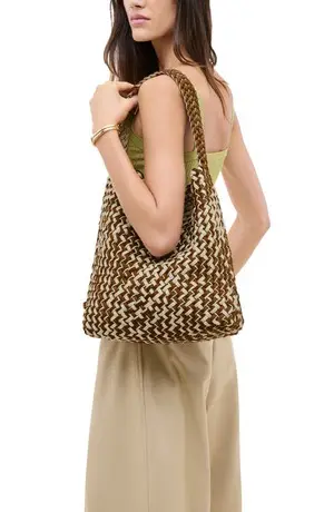 NAGHEDI Medium Nomad Double Weave Hobo Bag - Carmel