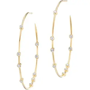 UNIFORM OBJECT 18k Gold Bezel Set Diamond Hoop Earrings - Yellow Gold