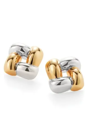Jenny Bird Medium Woven Square Earrings - Two-tone