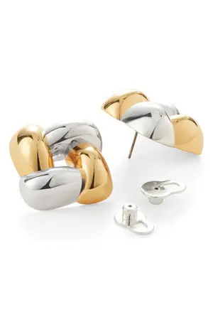 Jenny Bird Medium Woven Square Earrings - Two-tone