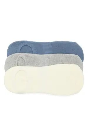Nordstrom Everyday No-show Socks Pack Of 3 - Ivory Grey Multi