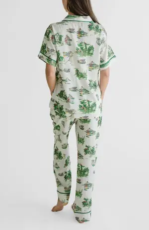 KATIE KIME Golf Toile Pajama Pants Set - Green