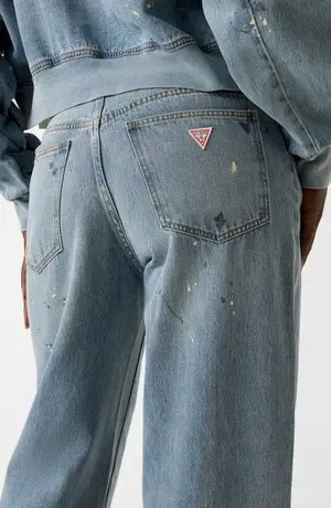 Guess Paint Splatter Relaxed Barrel Leg Jeans