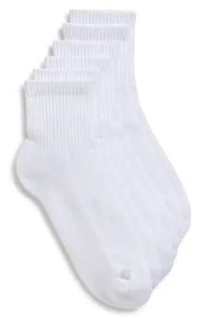 Zella Assorted 3-Pack Half Crew Socks White