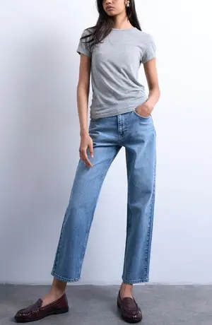 Topshop Orson Straight Leg Jeans - Light Blue