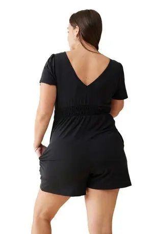 Ingrid & Isabel® Knit Maternity Romper With Smocked Waist And V-neck
