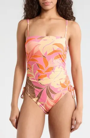 Sanctuary Banded Side Ruched One-piece Swimsuit - Multi