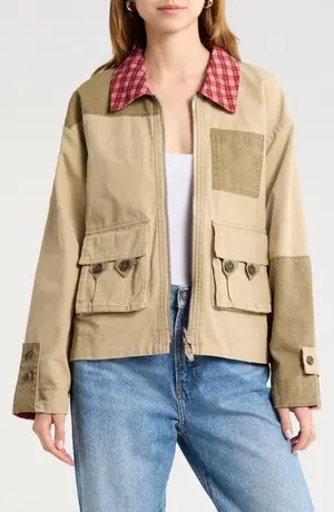 DAMSON MADDER Marcelle Reversible Organic Cotton Barn Jacket - Red Multi
