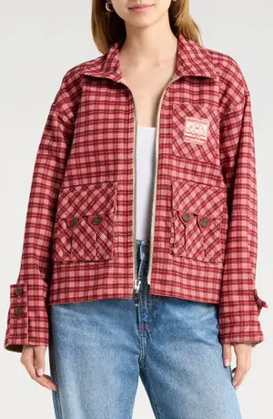 DAMSON MADDER Marcelle Reversible Organic Cotton Barn Jacket - Red Multi