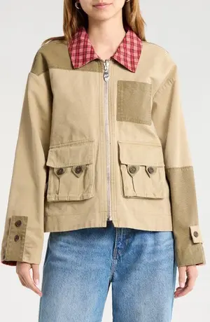 DAMSON MADDER Marcelle Reversible Organic Cotton Barn Jacket - Red Multi
