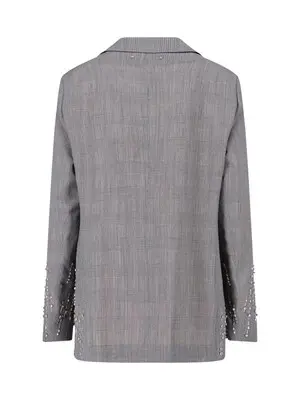 GOLDEN GOOSE Single-breasted Blazer With Crystal Detail - Gray