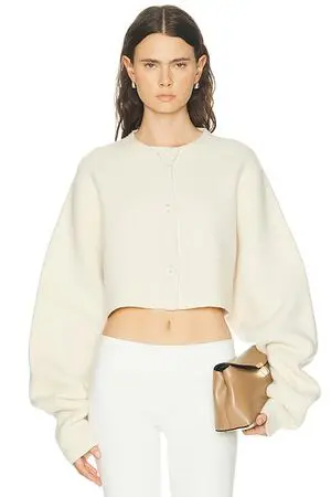 TOTEME Cropped Oversized Cardigan - Milk