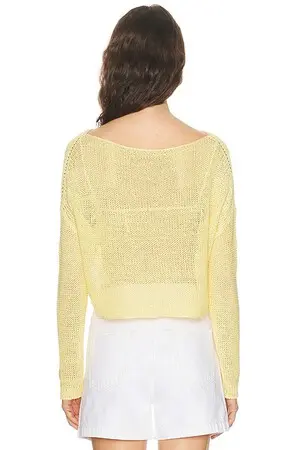 Enza Costa Linen Open Knit Bateau Sweater - Flan