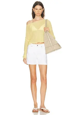 Enza Costa Linen Open Knit Bateau Sweater - Flan