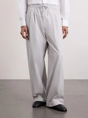 AMOMENTO Drawstring Straight-leg Woven Trousers - Gray