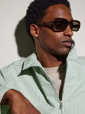 Loewe Slim Havana Rectangular Acetate Sunglasses