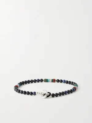 MIKIA Sterling Silver And Stone Beaded Bracelet - Blue