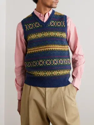 BEAMS Fair Isle Patterned Wool-blend Sweater Vest