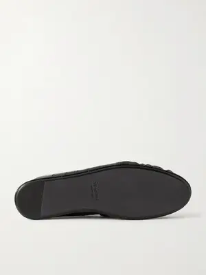 Saint Laurent Collapsible-heel Logo-embellished Eel Loafers - Black