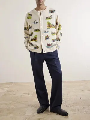 BODE Camp Bead-embellished Jacquard-knit Cardigan - Multi