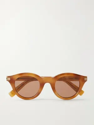Zegna Round-frame Acetate Sunglasses - Brown