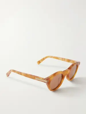 Zegna Round-frame Acetate Sunglasses - Brown