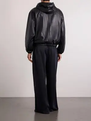 AMOMENTO Leather Hooded Jacket