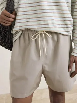Auralee Wool Drawstring Shorts - Neutrals