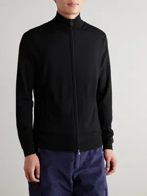 Bogner Virgin Wool Zip-up Cardigan - Black