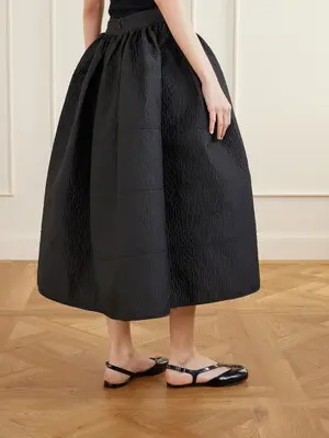Cecilie Bahnsen Daphne Pleated Cloqué Midi Skirt - Black