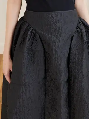 Cecilie Bahnsen Daphne Pleated Cloqué Midi Skirt - Black