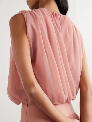 ABADIA Gathered Chiffon Top