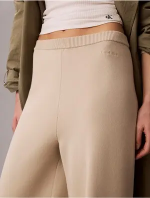 Calvin Klein Relaxed Knit Wide Leg Pants - Silvermoss