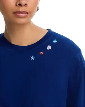 Aqua Haley Seashell Boxy Crop Tee - Tide