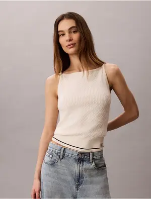 Calvin Klein Woven Monologo Cable Knit Tank