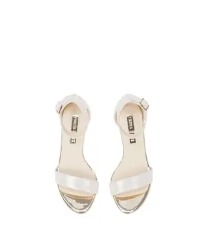 FREYA ROSE Martene Midi Ankle Strap Pearl Heel Sandal - Champagne