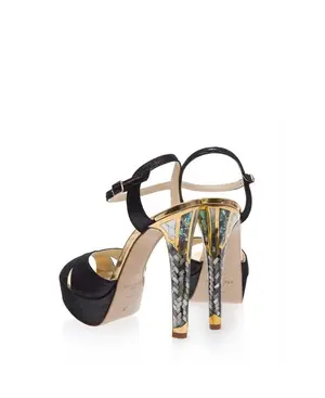 FREYA ROSE Cleopatra Noir Ankle Strap Heel Sandal - Black