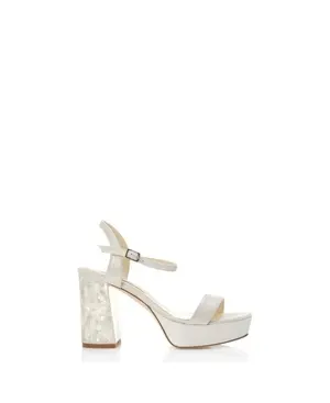 FREYA ROSE Gigi Ankle Strap Pearl Heel Sandal - Ivory
