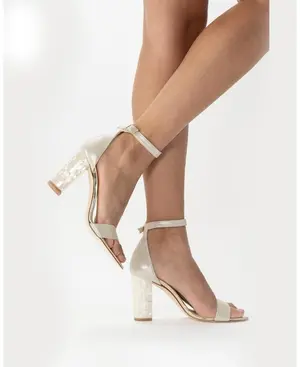 FREYA ROSE Martene Ankle Strap Pearl Heel Sandal - Champagne