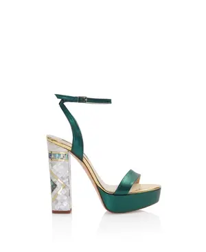 FREYA ROSE Arte Ankle Strap Pearl Heel Sandal - Green