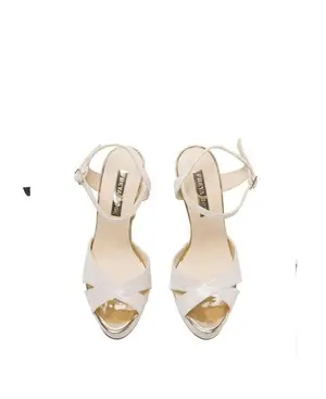 FREYA ROSE Ankle Strap Platform Heel Sandal - Ivory