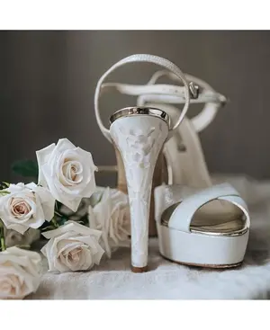 FREYA ROSE Ankle Strap Platform Heel Sandal - Ivory