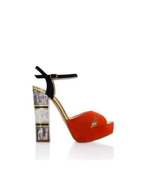 FREYA ROSE Suki Ankle Strap Platform Heel Sandal - Red