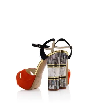 FREYA ROSE Suki Ankle Strap Platform Heel Sandal - Red