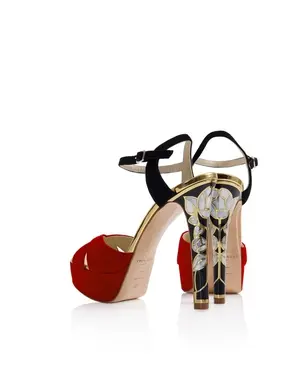 FREYA ROSE Rose In Bloom Ankle Strap Pearl Heel Sandal - Red